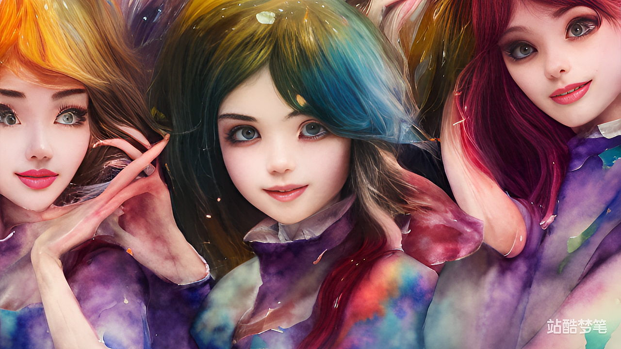 #站酷梦笔#女孩，4K，超细致，水彩画,虚幻引擎,插画_没错这就是君睿-站酷ZCOOL