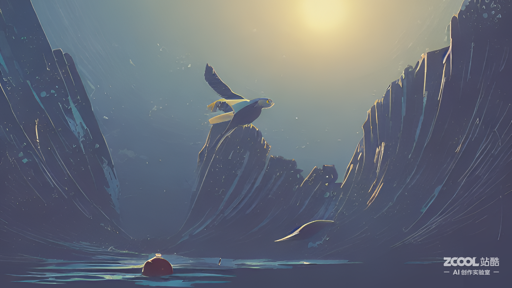 #AI创作实验室#海鸟，动漫风，宏伟，机械，艺术，飞鸟_扁鹊ZZZ-站酷ZCOOL