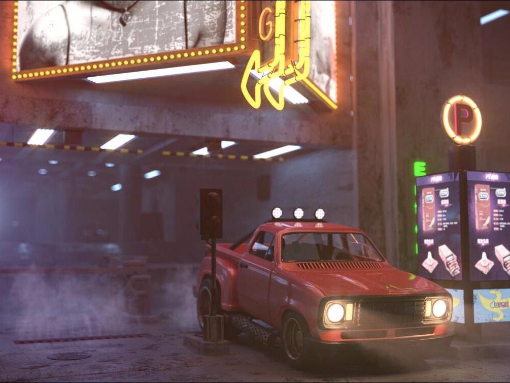 【C4D】Redshift 车 夜景_子恒同学-站酷ZCOOL
