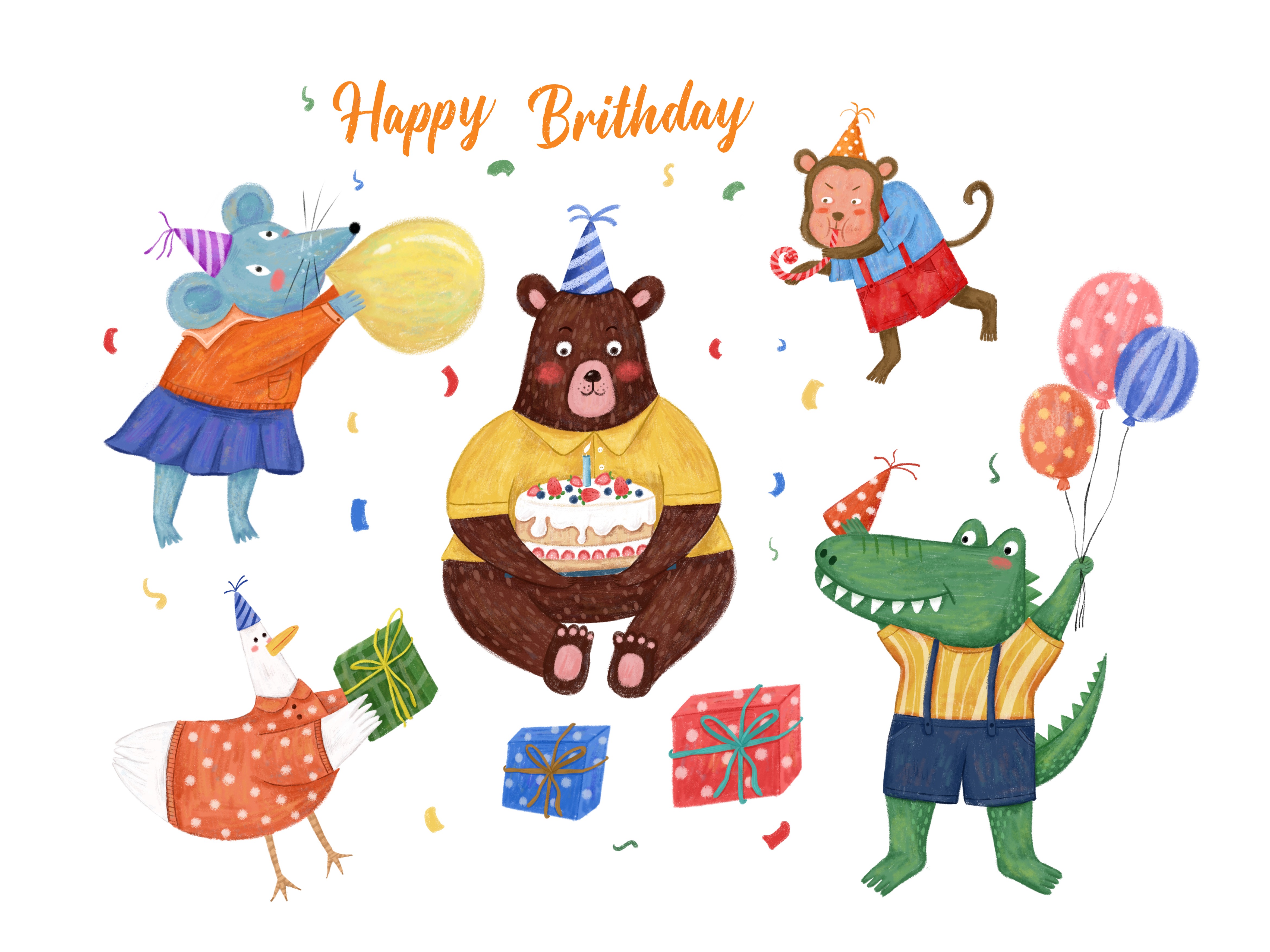 原创插画｜动物生日派对_YIM燕子-站酷ZCOOL