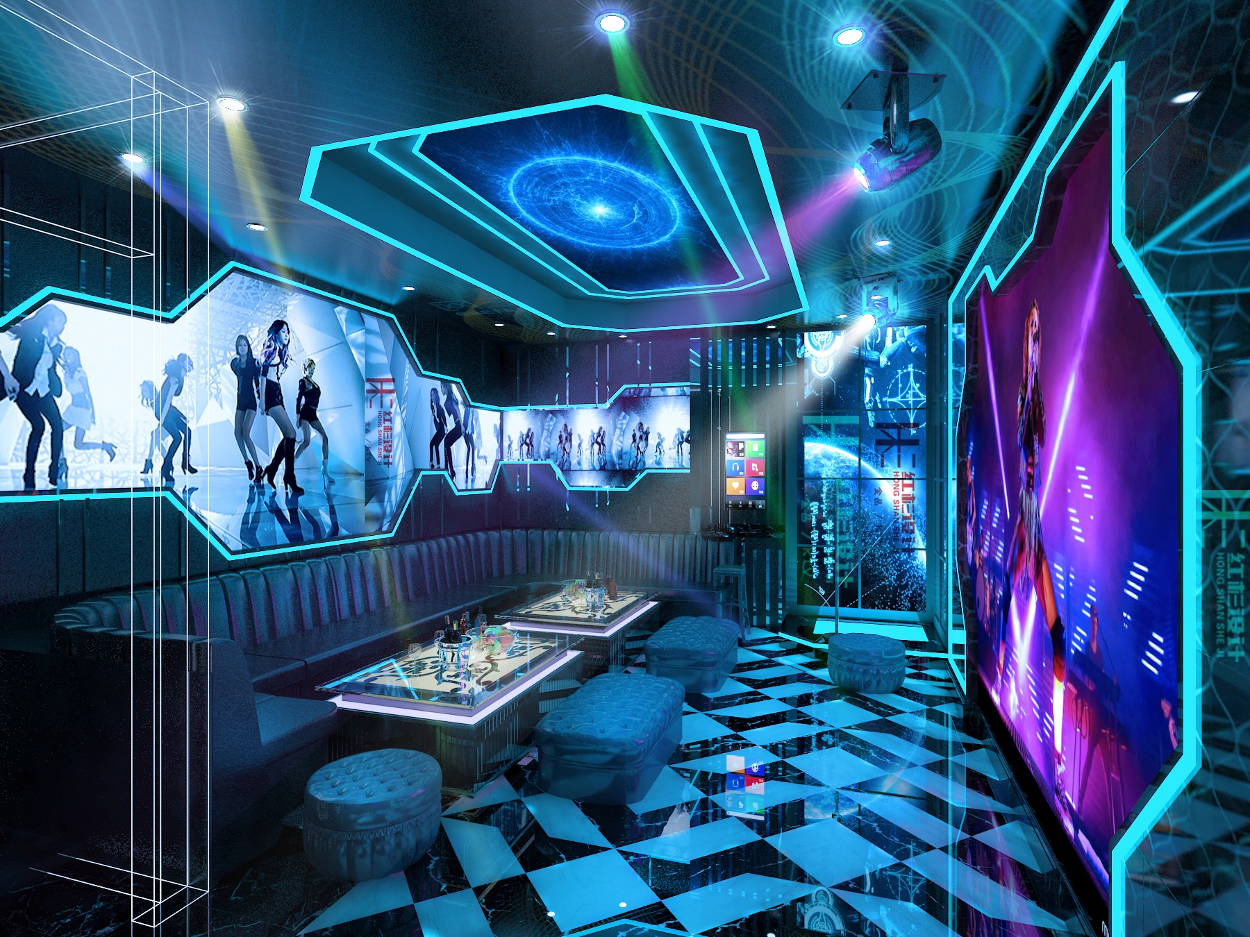 KTV设计 | 全景KTV 空间设计_设计师马富彪-站酷ZCOOL