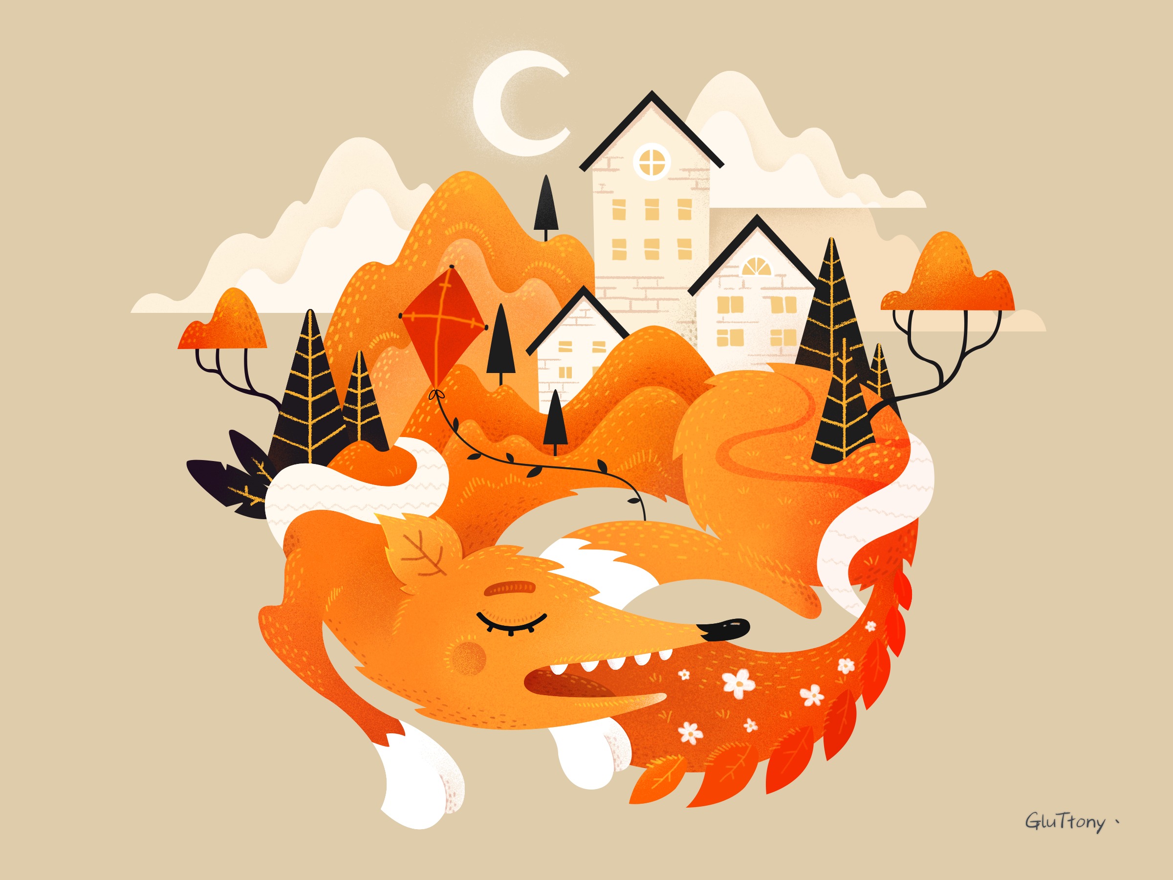 Fox Town插画_GluTtony丶-站酷ZCOOL