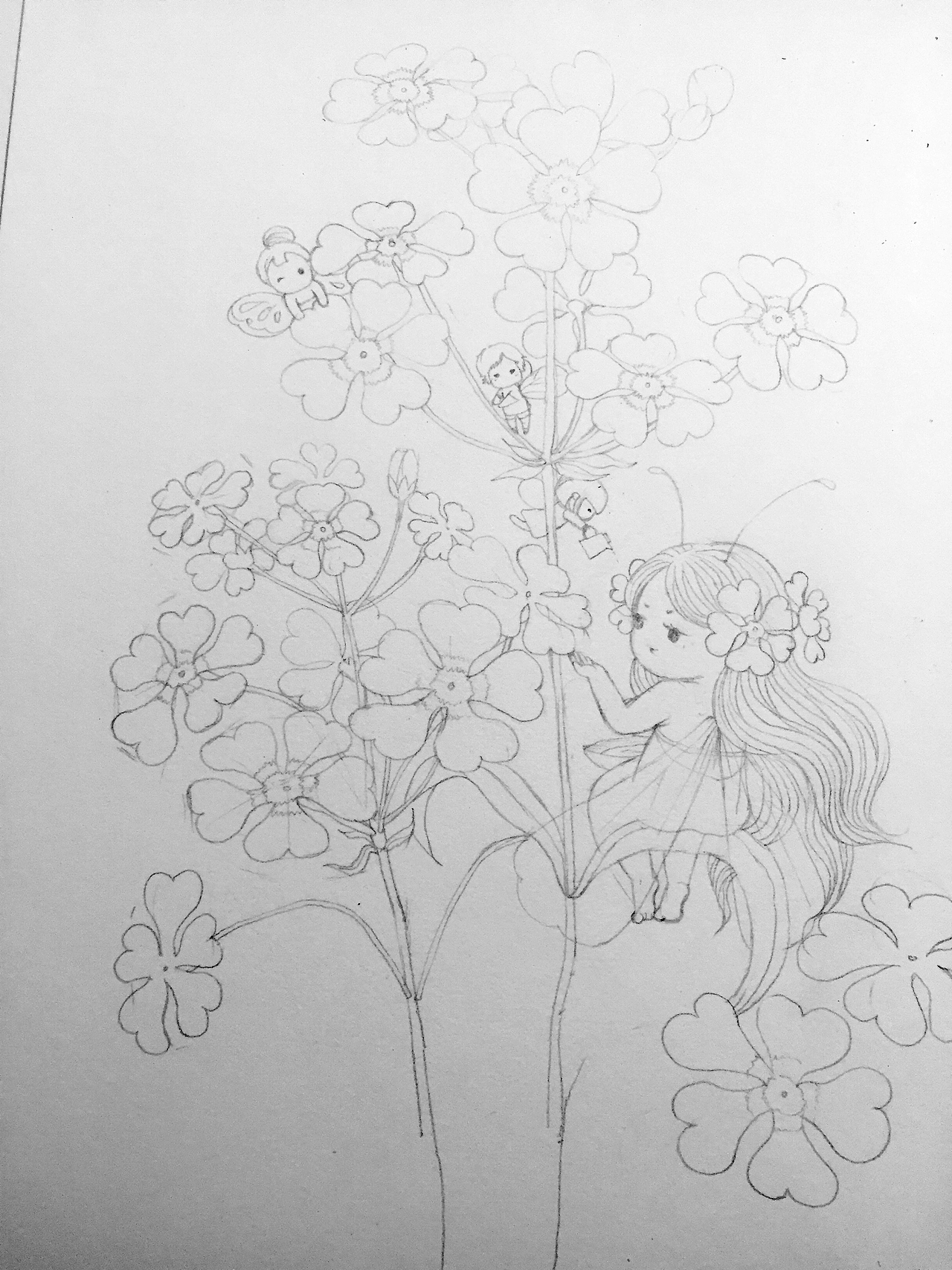 水彩 花卉 小精灵_2个圈-站酷ZCOOL