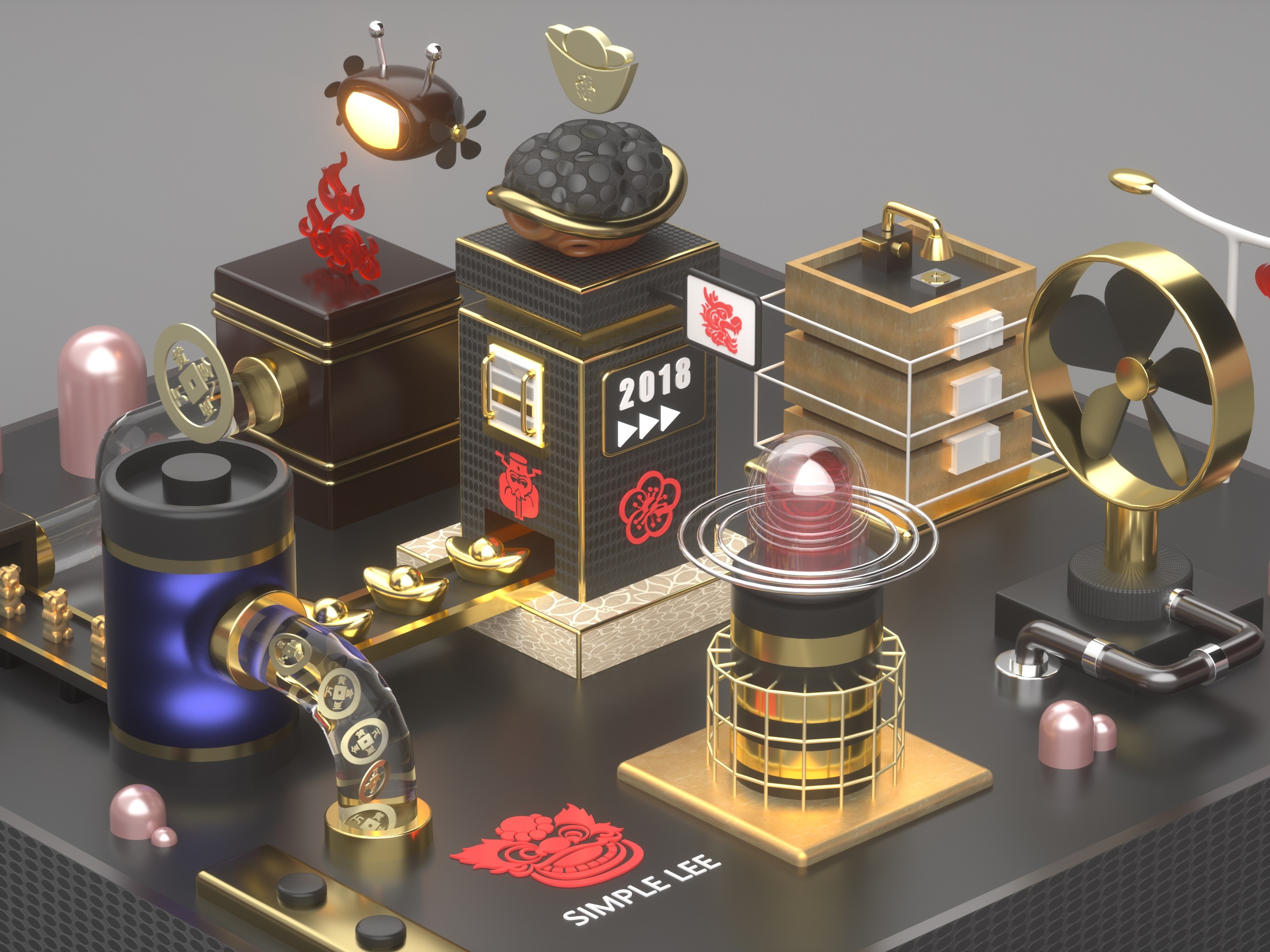 2018上半年的C4D练习_Simple_Lee-站酷ZCOOL