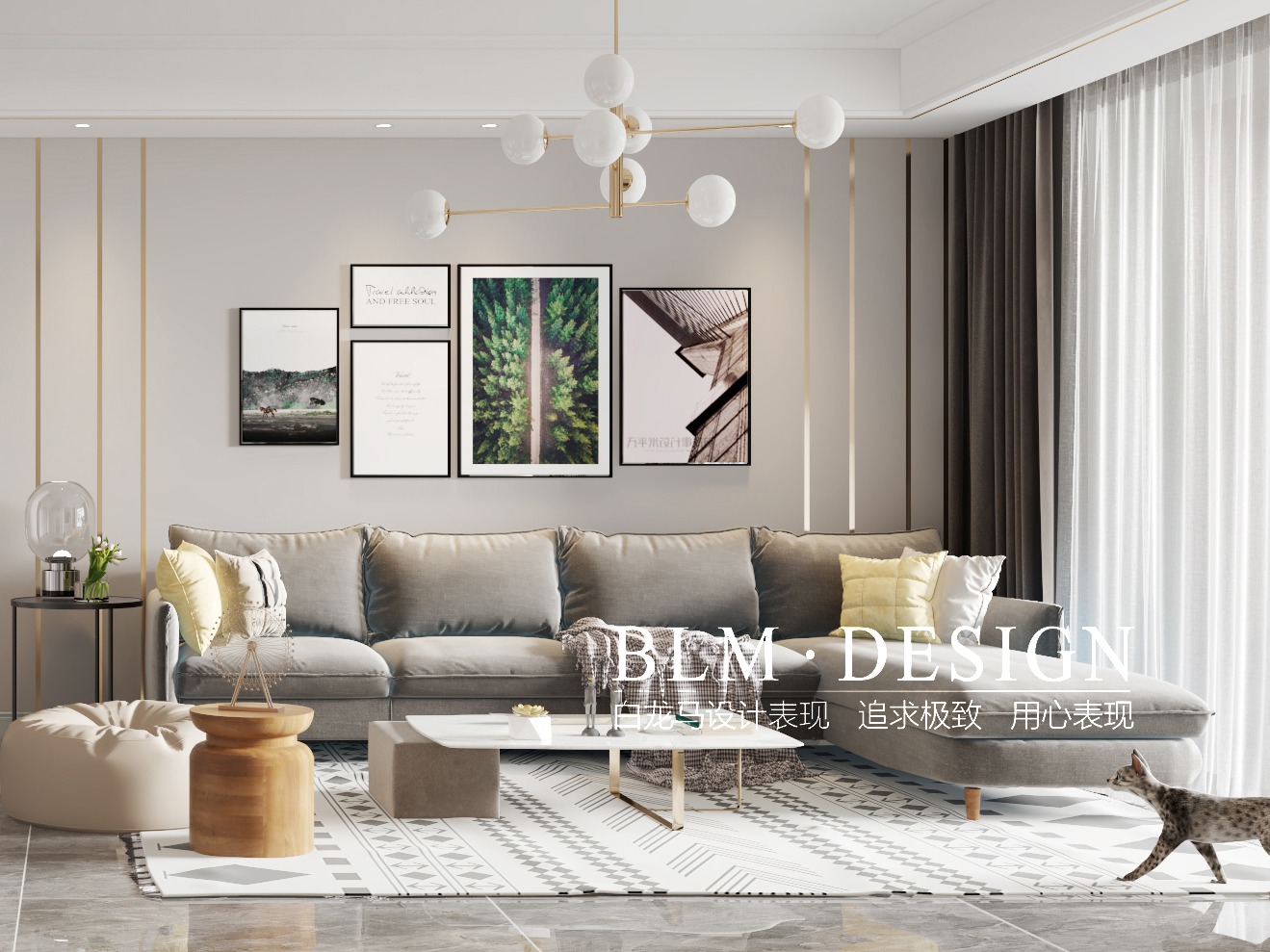 现代风格客餐厅—白龙马效果图_大吉大利999-站酷ZCOOL