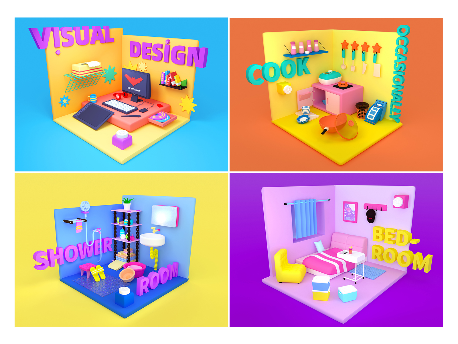 C4D | 卡通小房间_Jane_Todd-站酷ZCOOL