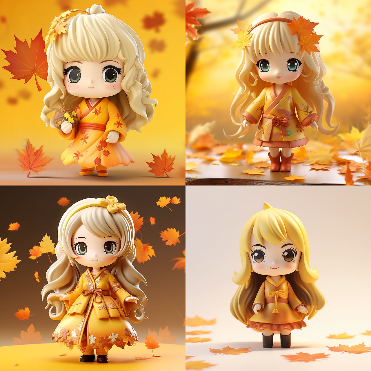 AI绘画(midjourney） 生成秋天可爱卡通小女孩和证件照_玩趣恶童-站酷ZCOOL
