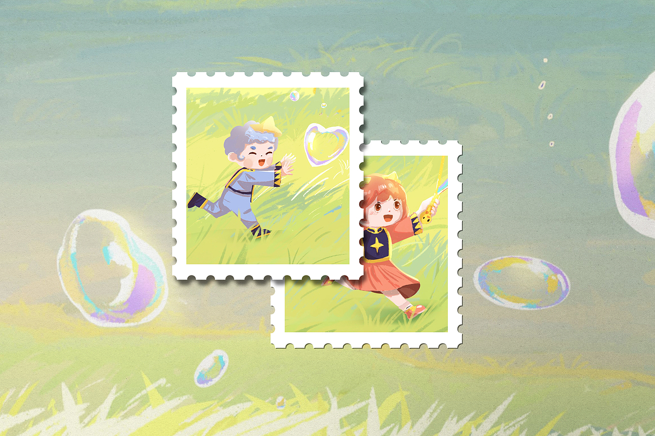 童年回忆-吹泡泡_夏空空插画-站酷ZCOOL