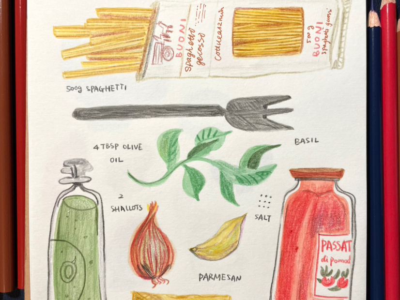 手绘食谱Vol.18 Spaghetti al pomodoro_元气乔伊-站酷ZCOOL