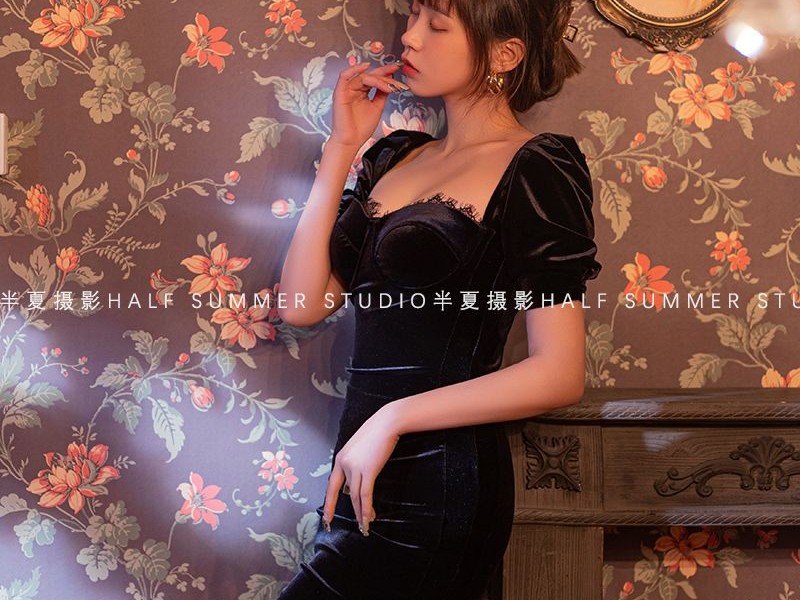 黑丝绒小礼服模特拍摄案例_半夏摄影_桑迪-站酷ZCOOL