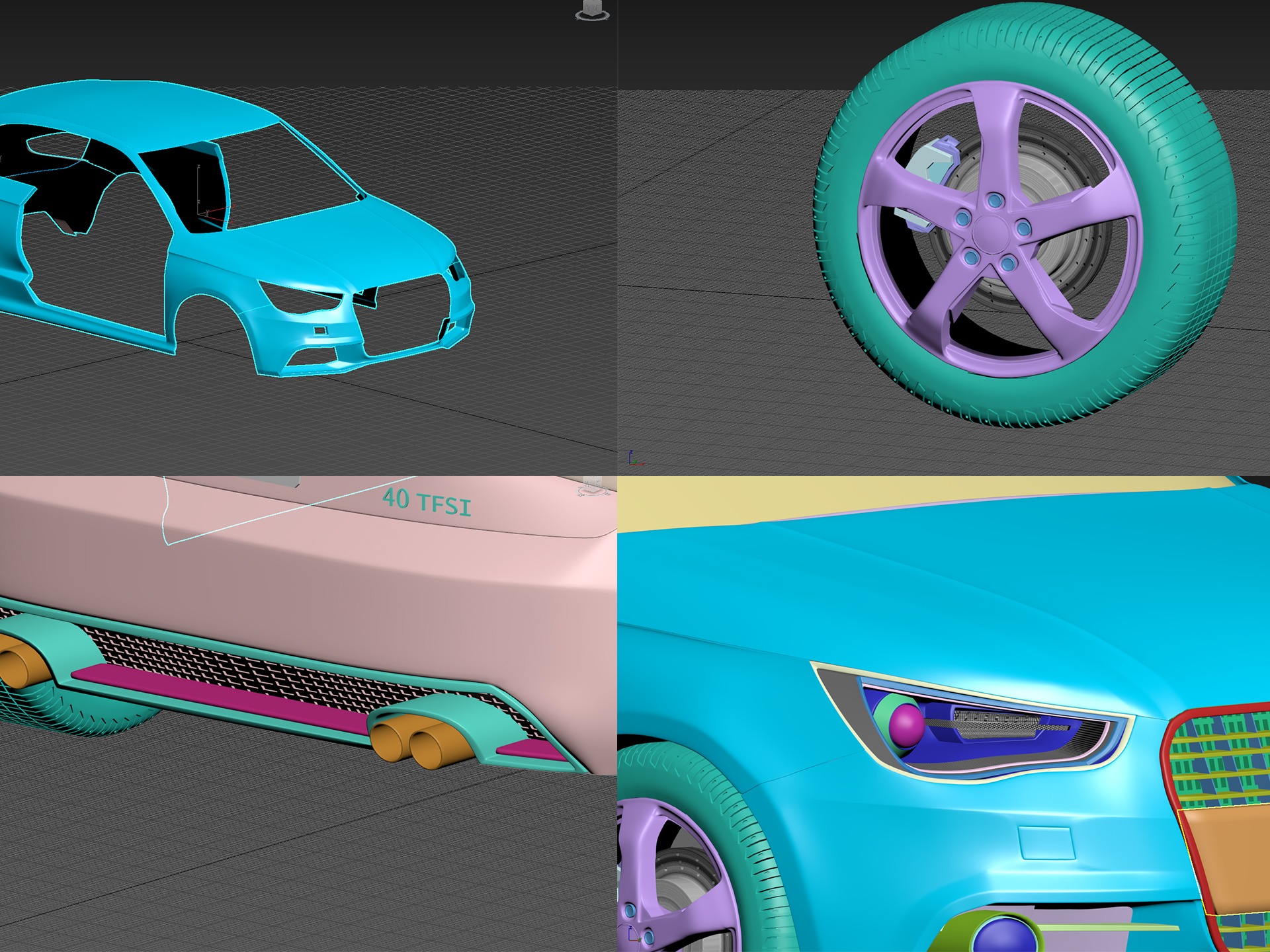 奥迪A3汽车建模 3Dmax模型 练手作品 _贾斯丁比贵儿-站酷ZCOOL