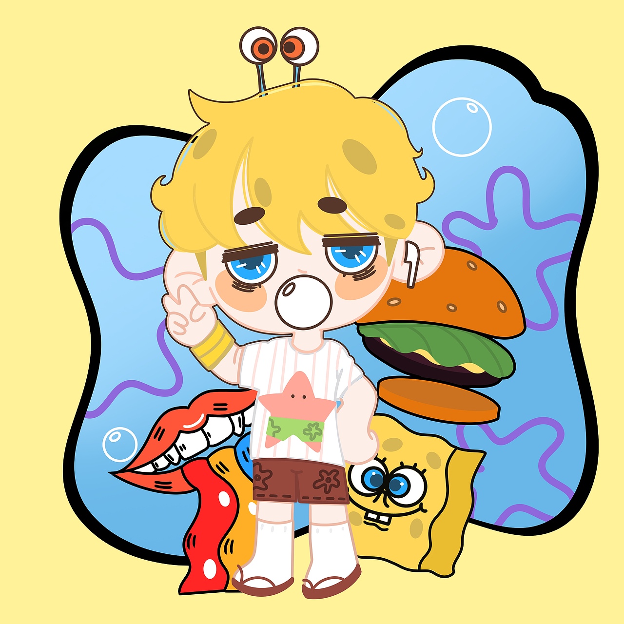 海绵宝宝同人Q版立绘_桃777-站酷ZCOOL