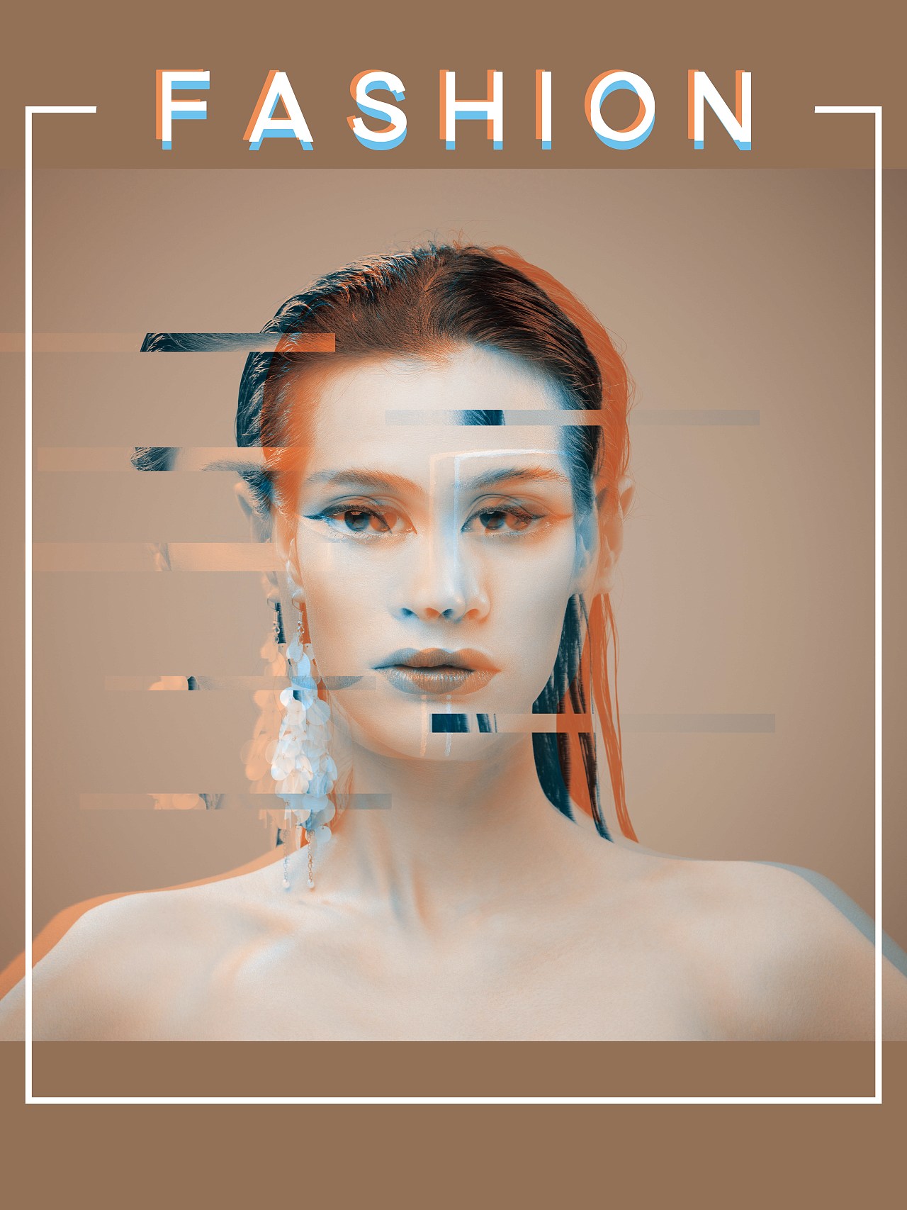 故障风复古摩登模特图_蓝色vae-站酷ZCOOL