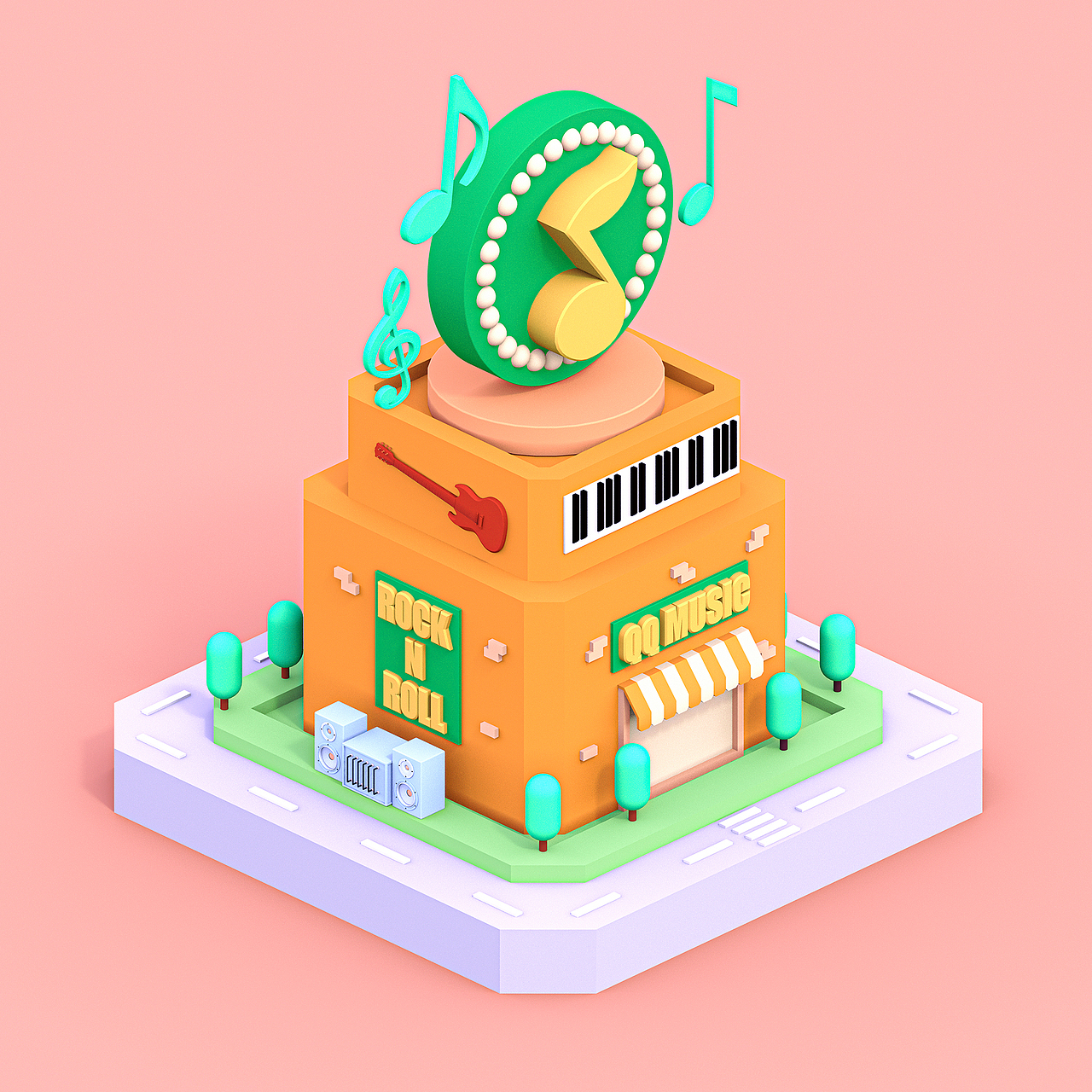 APP应用小镇 | APPS TOWN OF CHINA C4D建模|三维|场景|楚阳记得保存_原创作品-站酷ZCOOL