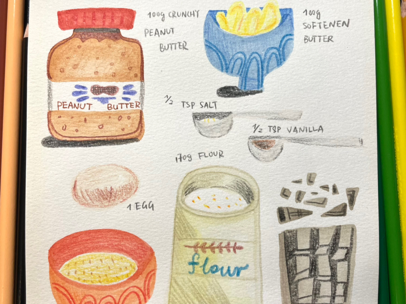 手绘食谱Vol.25 PEANUT BUTTER & CHICCHOP COOKIES_元气乔伊-站酷ZCOOL