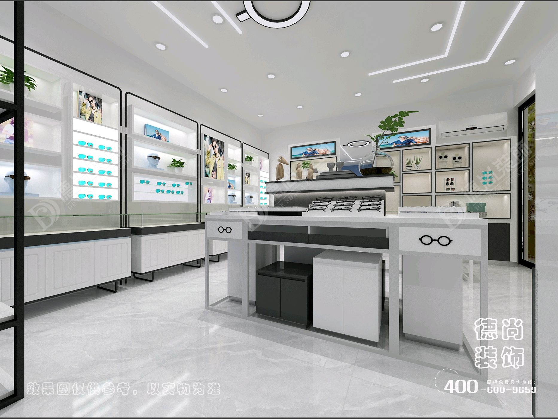 白+黑色彩搭配的眼镜店装修_纤尘0429-站酷ZCOOL