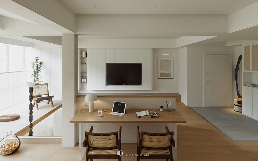 一组奶油原木风家装效果图表现_J1视觉设计-站酷ZCOOL