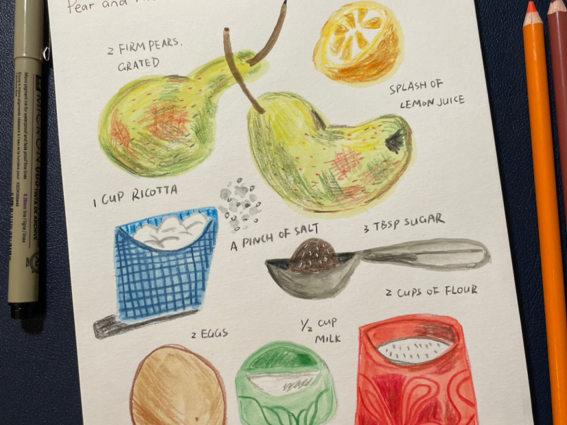 手绘食谱Vol.3 Pear and Ricotta Pancakes_元气乔伊-站酷ZCOOL