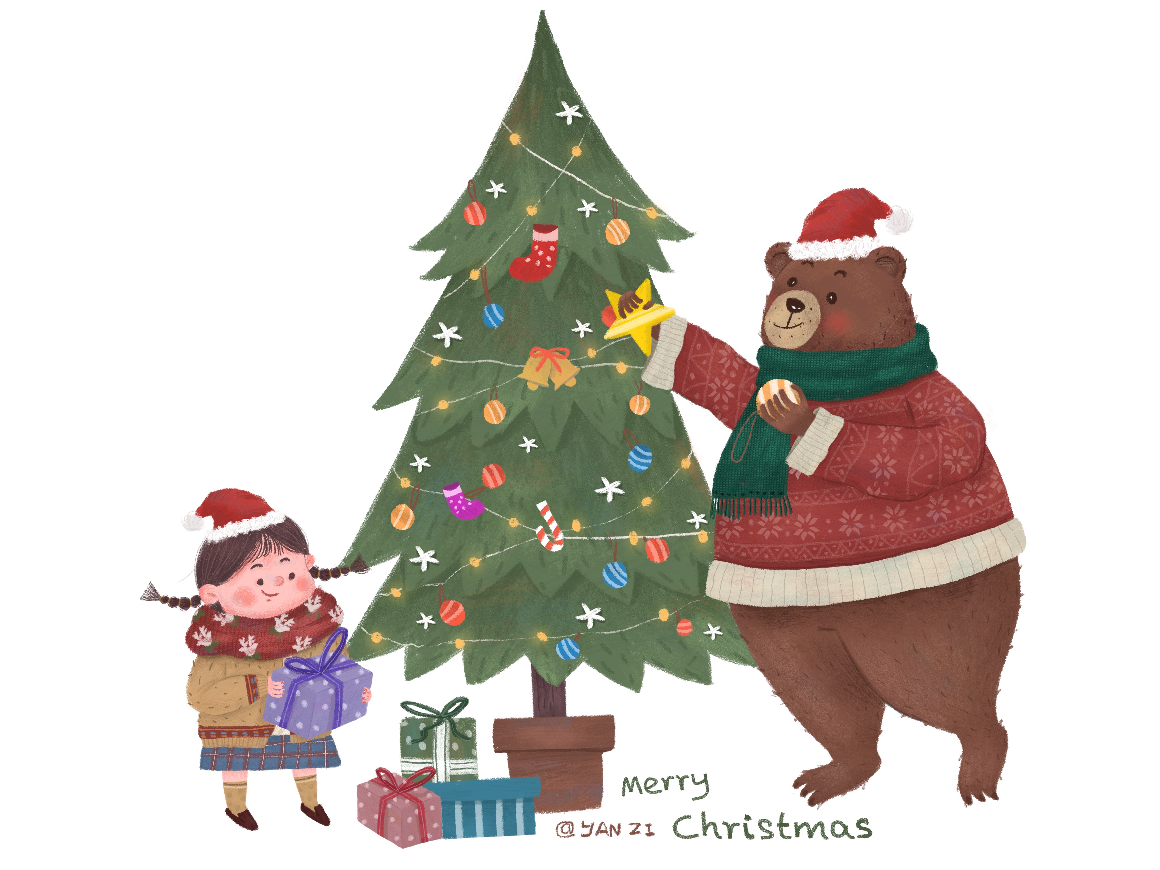儿童插画 | 圣诞季 _YIM燕子-站酷ZCOOL