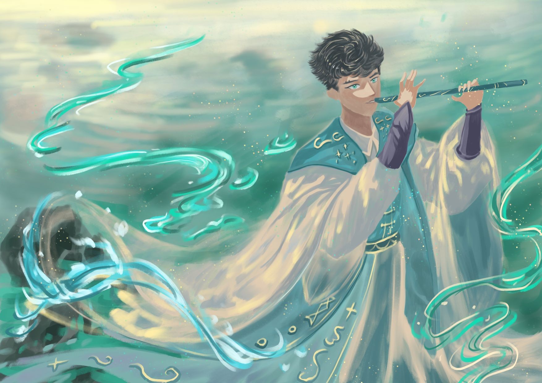 2023年9月卡牌皮肤【悠扬笛声·碧波荡漾】_灵亚仙圣-站酷ZCOOL