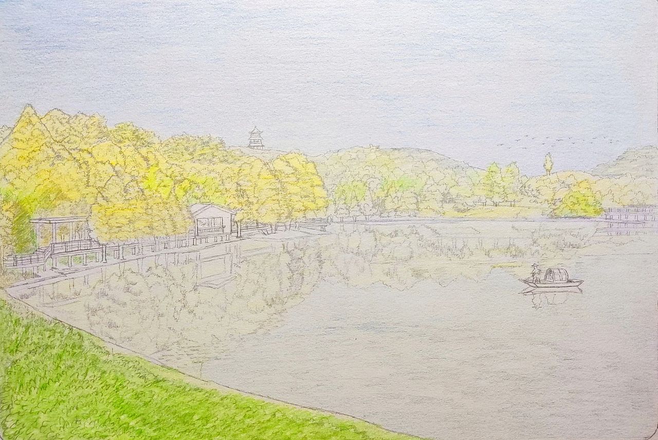 8开手绘｜麓湖公园的一角（三）_汤俊文MRTJW-站酷ZCOOL