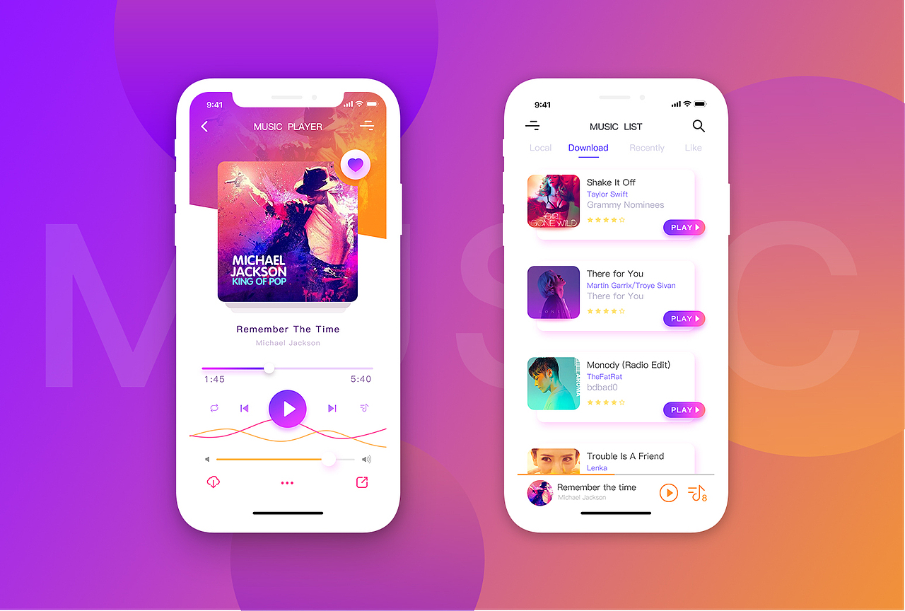 iPhoneX music app界面设计_草莓味的曾小乖-站酷ZCOOL