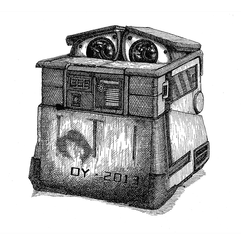 钢笔画WALL-E|纯艺术|绘画|欧阳鹏杰_OY_原创作品-站酷ZCOOL