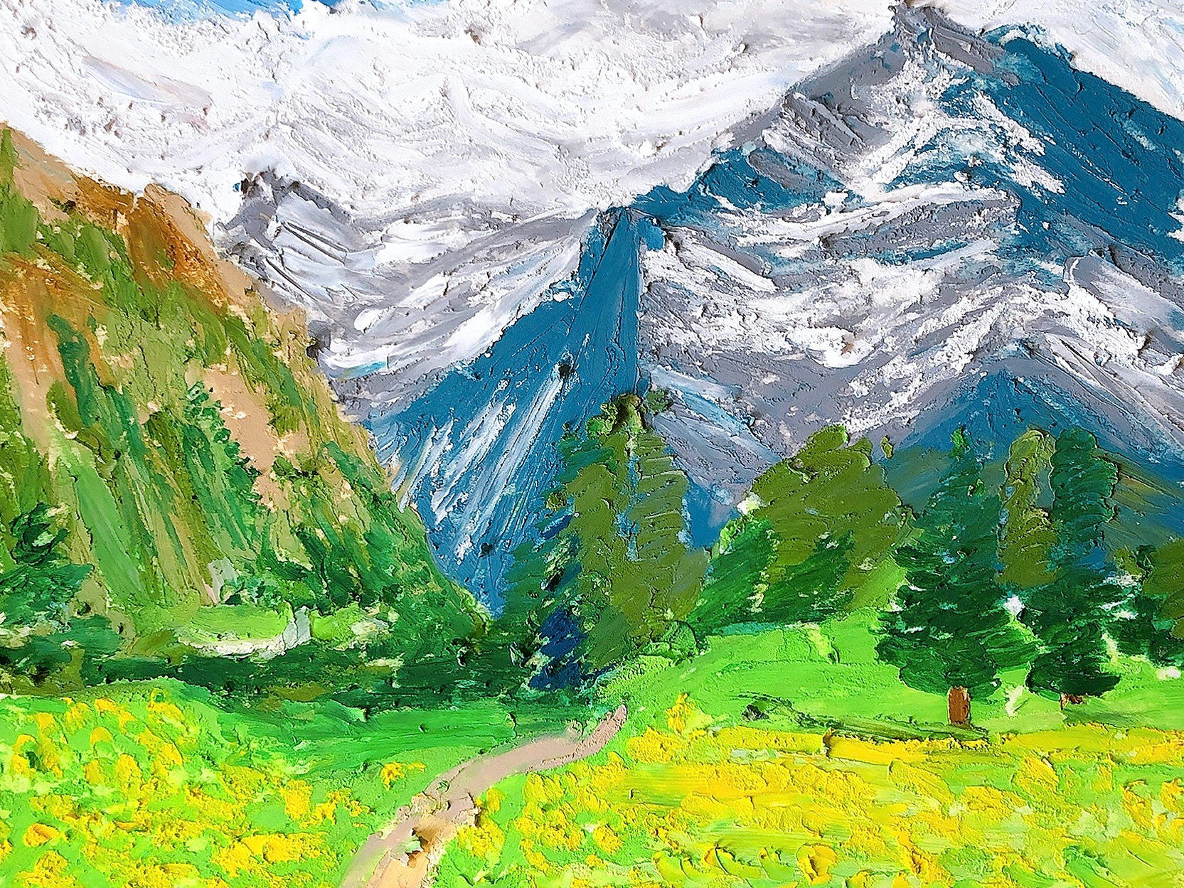 油画棒风景《山谷》_MIAO妙妙-站酷ZCOOL