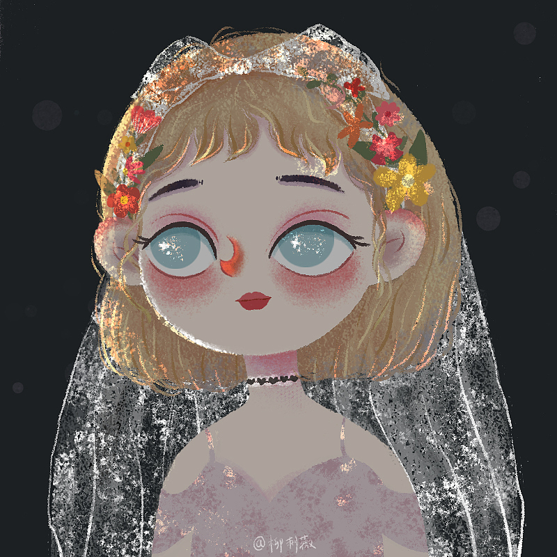 花与女孩插画头像_薇ViVier-站酷ZCOOL