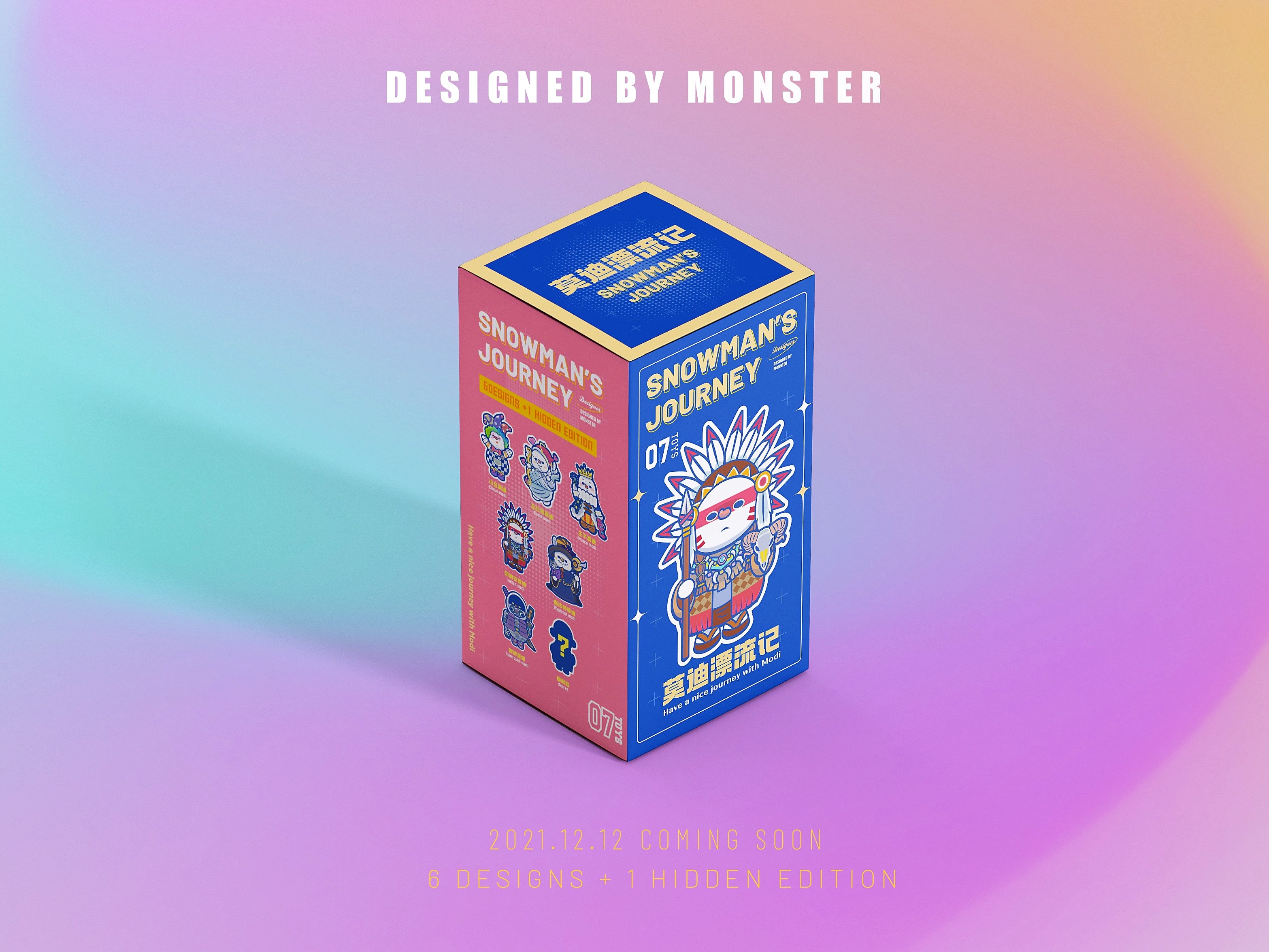 盲盒包装插画-小雪人莫迪漂流记_KIRA_GPT-站酷ZCOOL