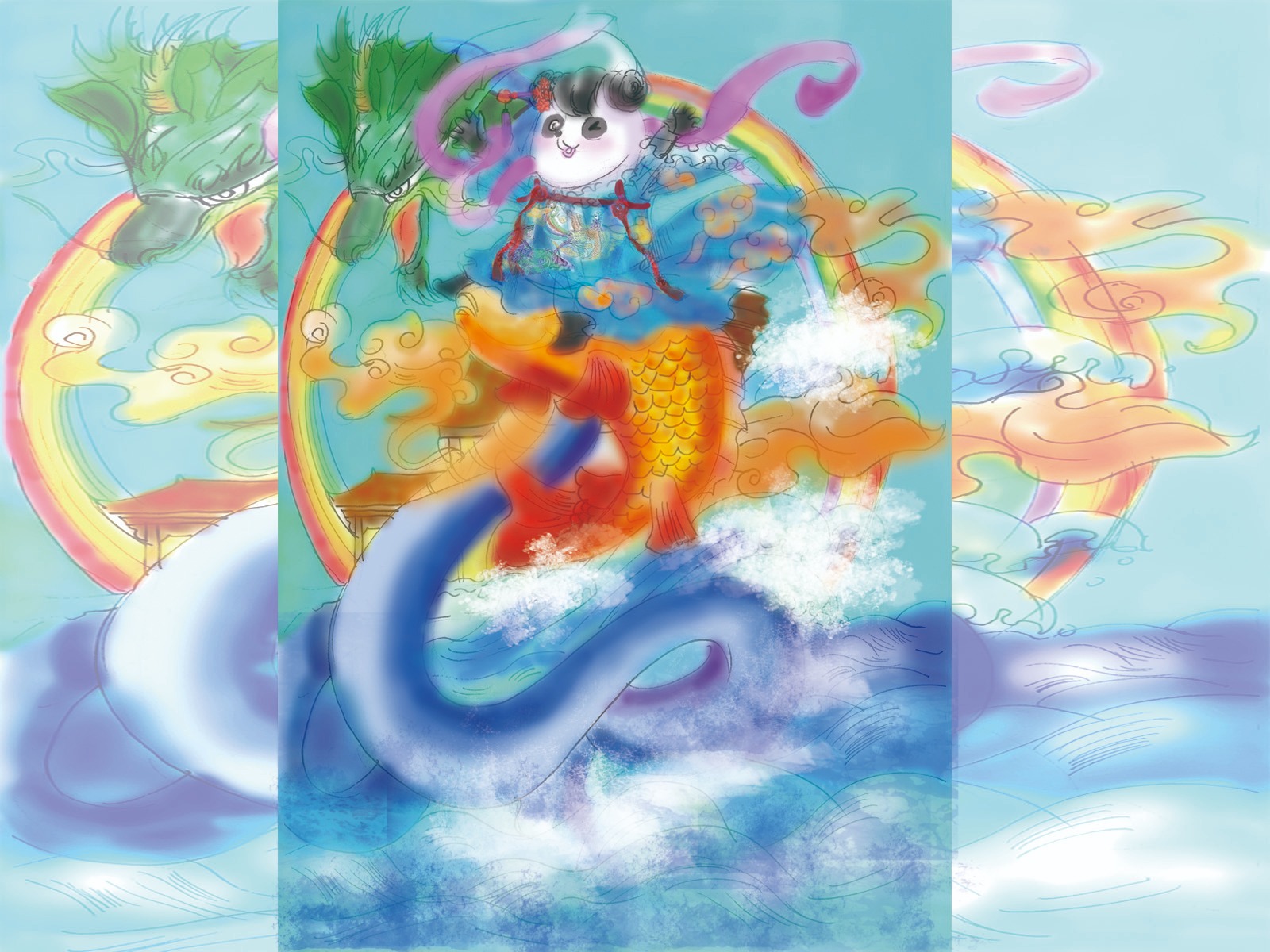 鲤鱼跃龙门，万事如意_闫绿南lvnan-站酷ZCOOL