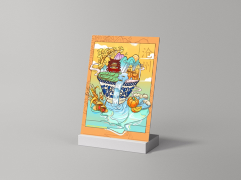 沧州铁狮子清风楼 商业插画设计图_宋林奇-站酷ZCOOL