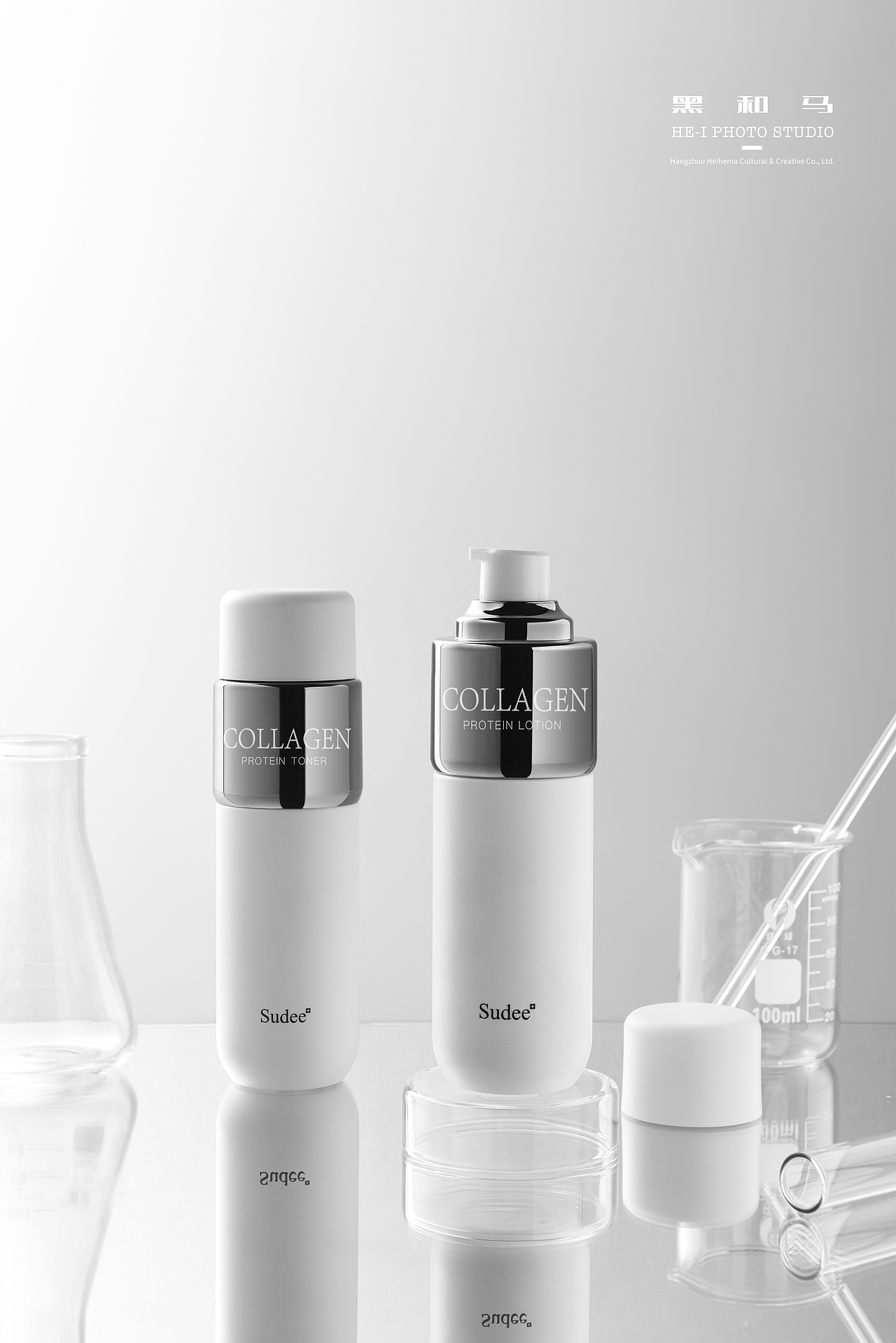 产品摄影「Sudee 美妆护肤 水乳套装」黑和马_魚柒-站酷ZCOOL