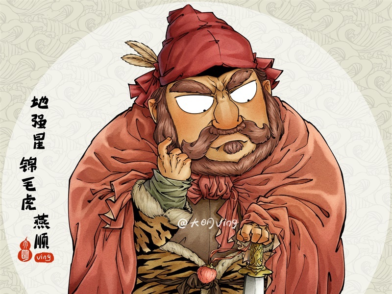 Q水浒—50地强星-锦毛虎-燕顺 _大明ving-站酷ZCOOL