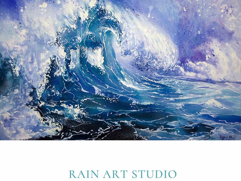 水彩 海浪_时雨美术RAINART-站酷ZCOOL