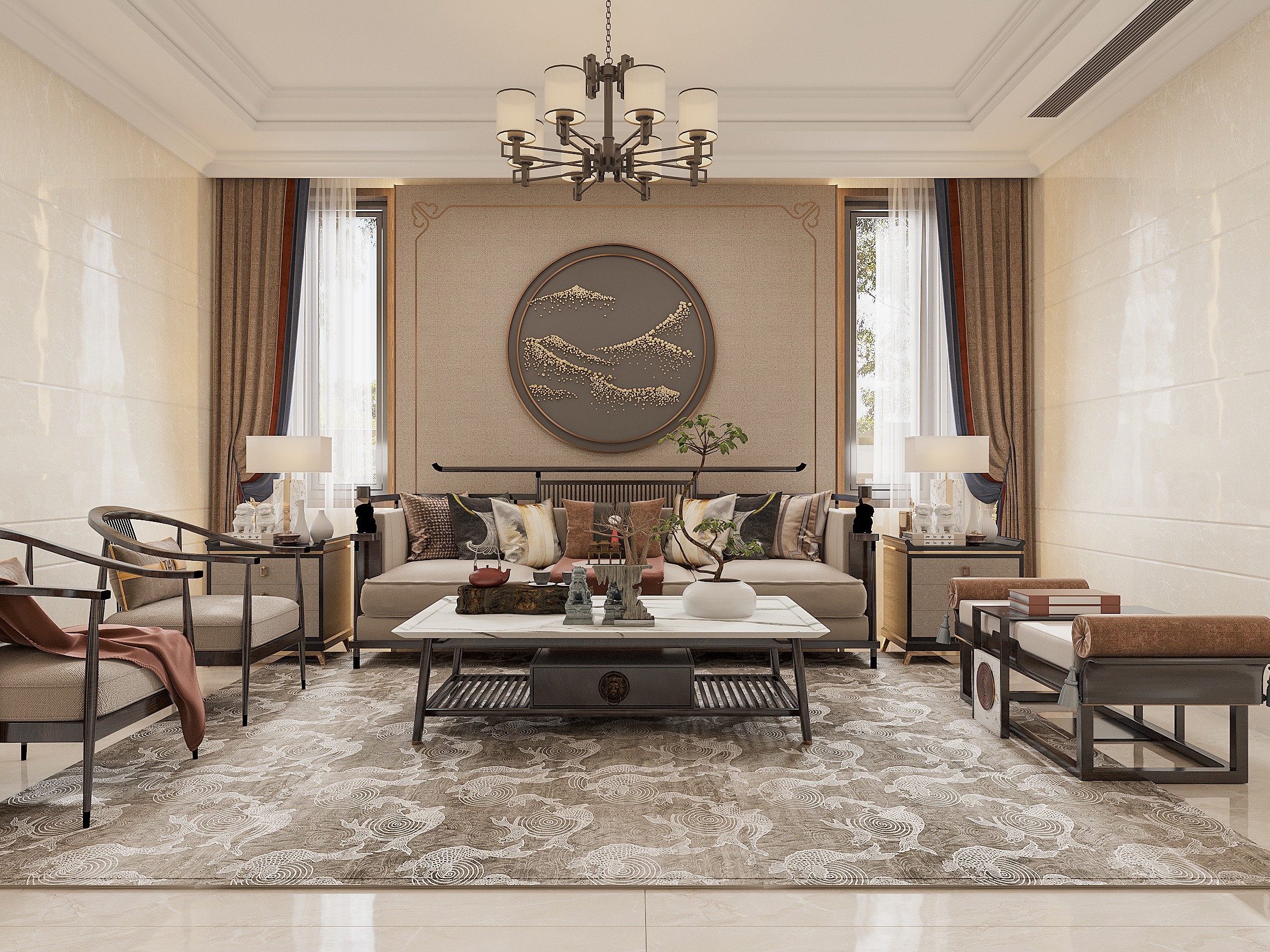 新中式 / 藏风聚气的稳重之家_林染室内外设计师-站酷ZCOOL