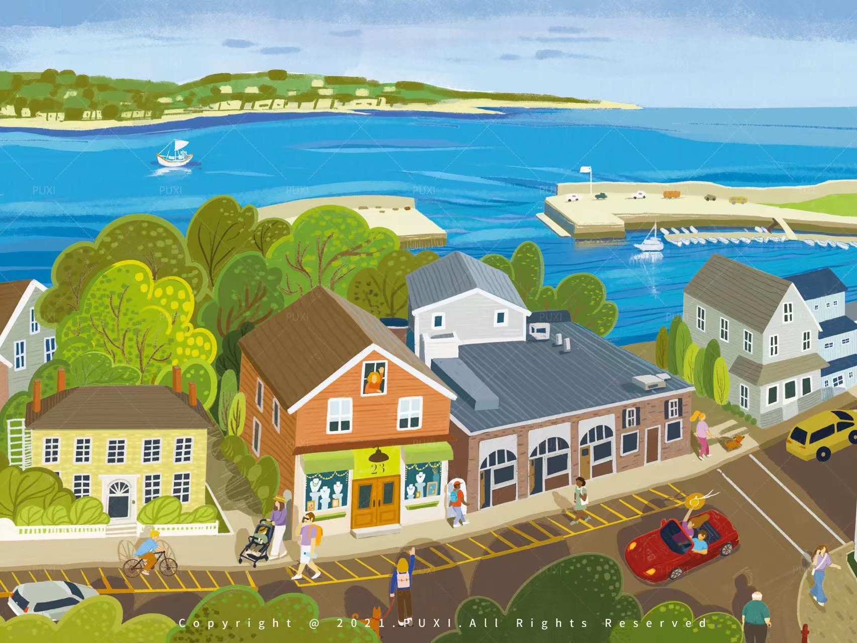 原创插画l临海小镇1l_璞希PUXI-站酷ZCOOL