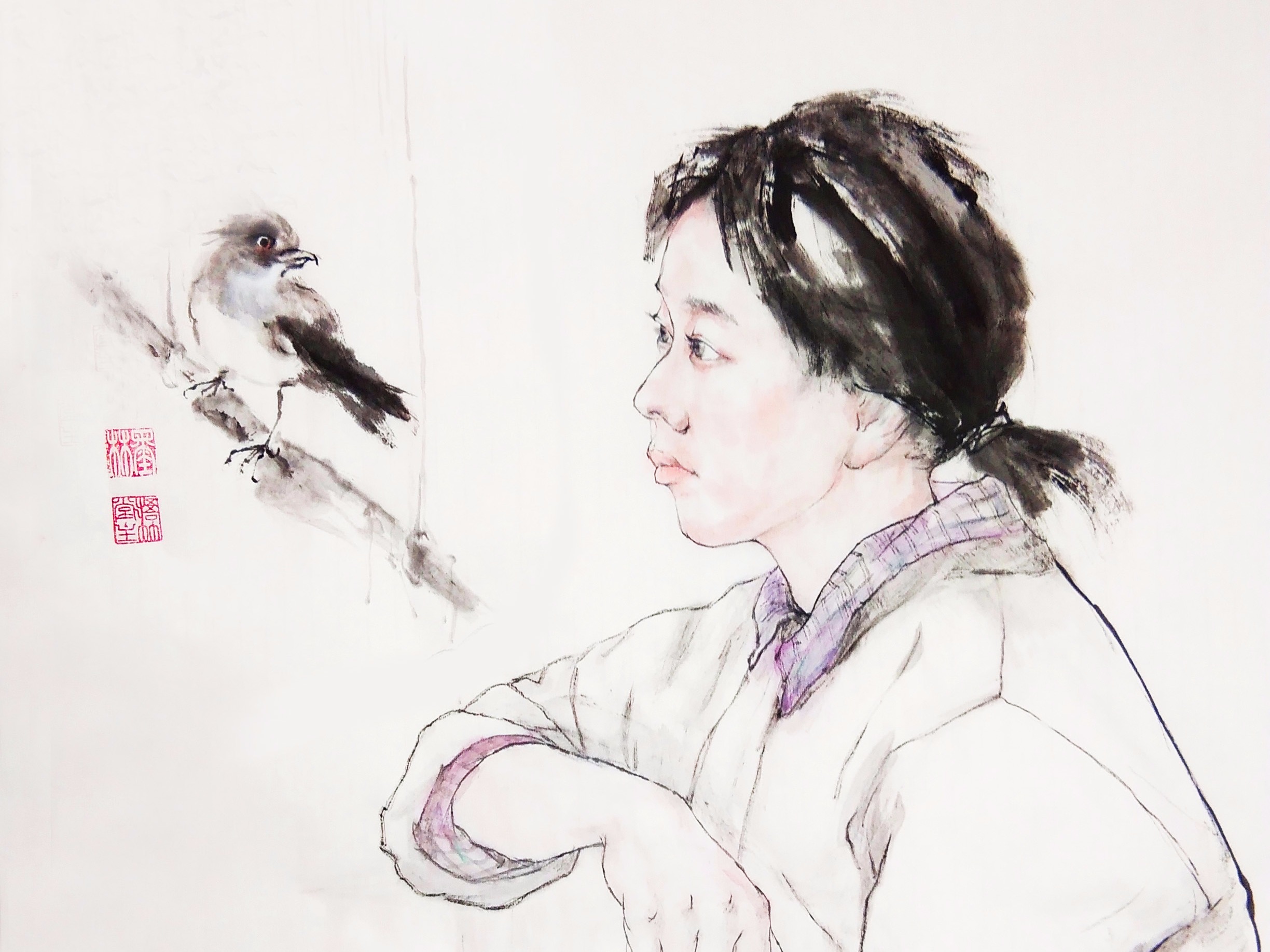 思念_墨林人物画-站酷ZCOOL