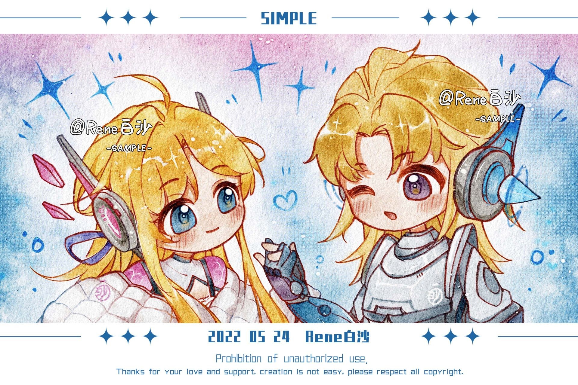 伪水彩风Q版头像_Rene白沙-站酷ZCOOL