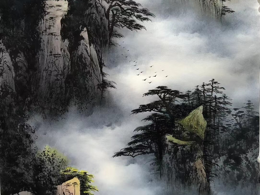 龙宽【黄山云海】70*140 有视频合影_群博书画院-站酷ZCOOL