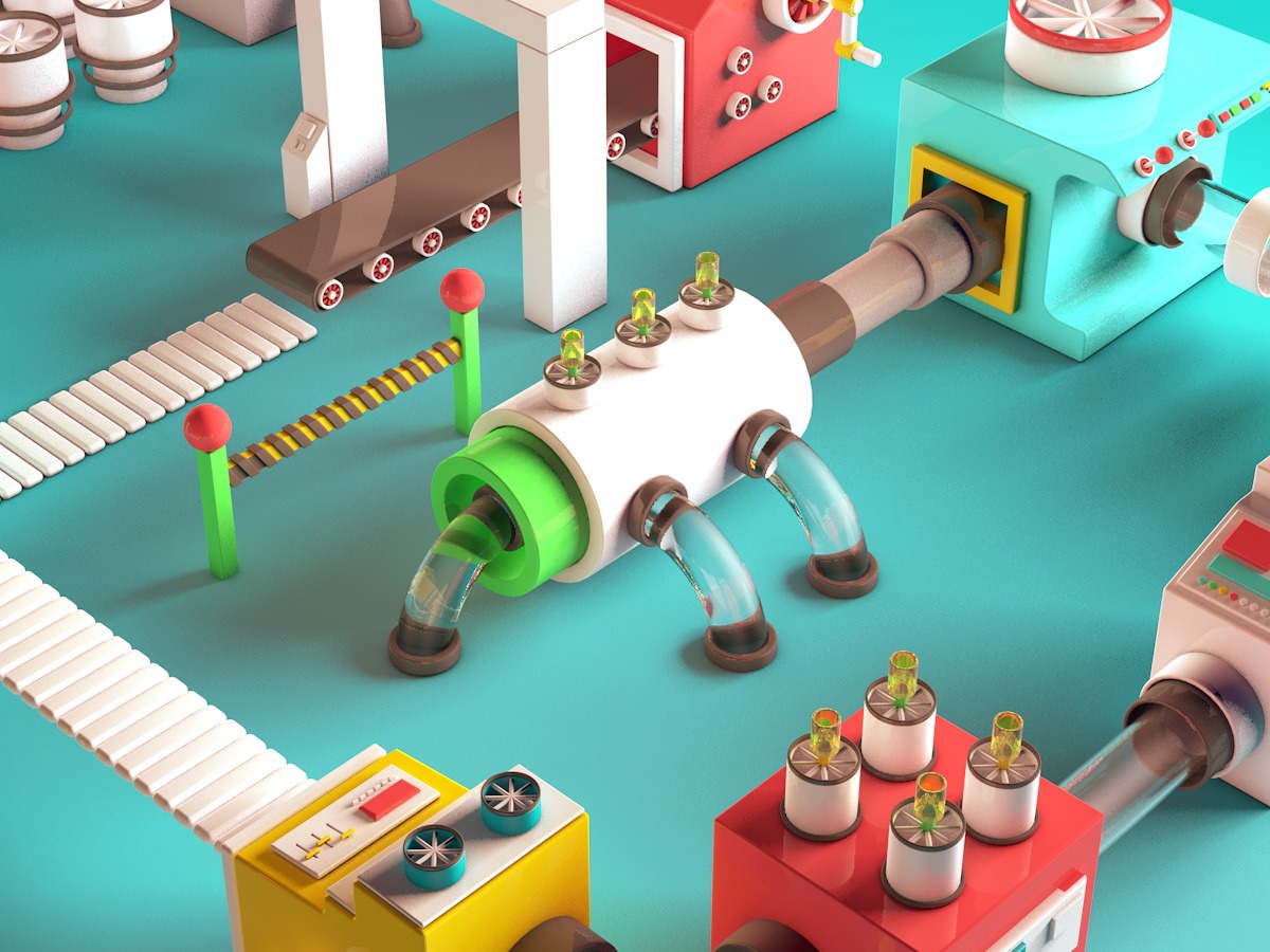 【C4D-成长记录】08.NURBS建模，小小工厂_Romeo_zZ-站酷ZCOOL