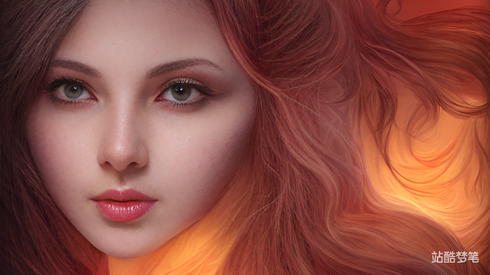 #站酷梦笔#火焰，凤凰，少女，未来感，高清，3d，精致_santosnow-站酷ZCOOL