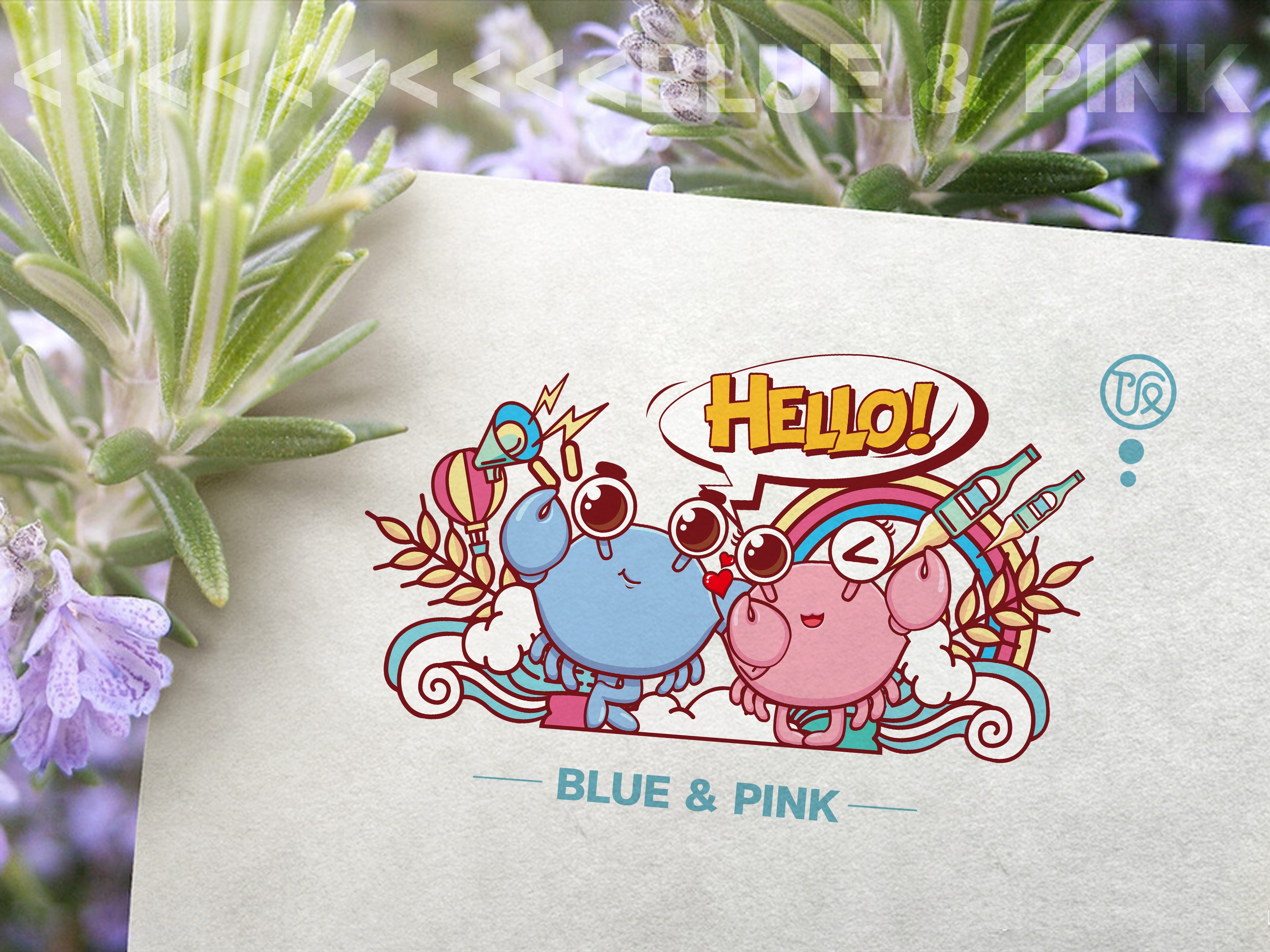 可爱蟹蟹 Blue&Pink_饭思haha-站酷ZCOOL