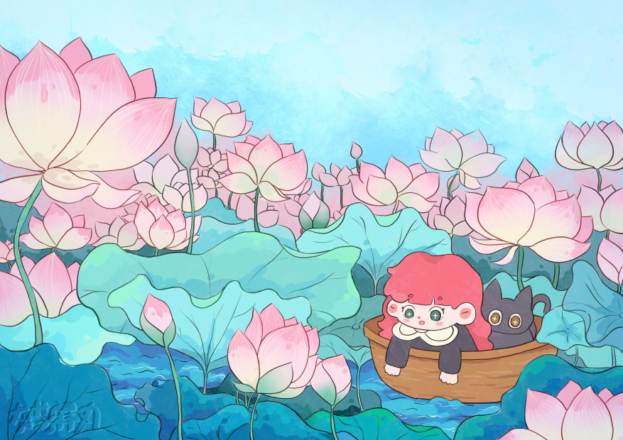 荷花都开啦_芝麻豆子茶-站酷ZCOOL