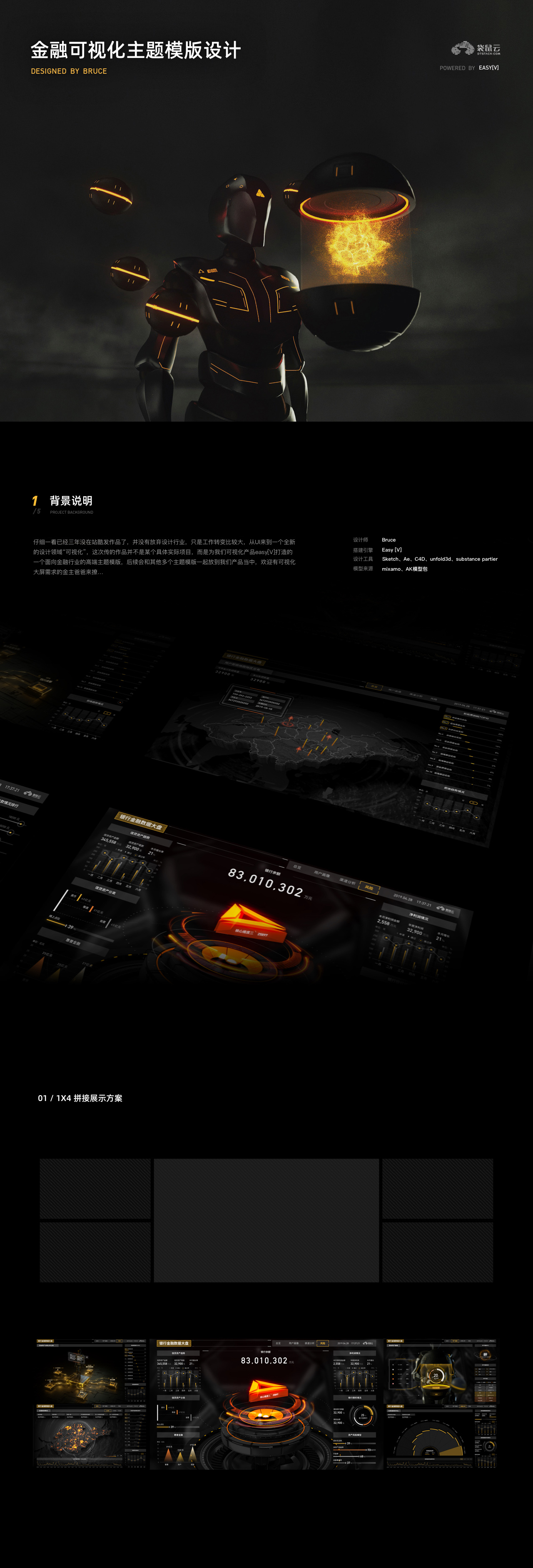 Easy[V]可视化大屏主题模版-黑金_布鲁斯_Bruce-站酷ZCOOL