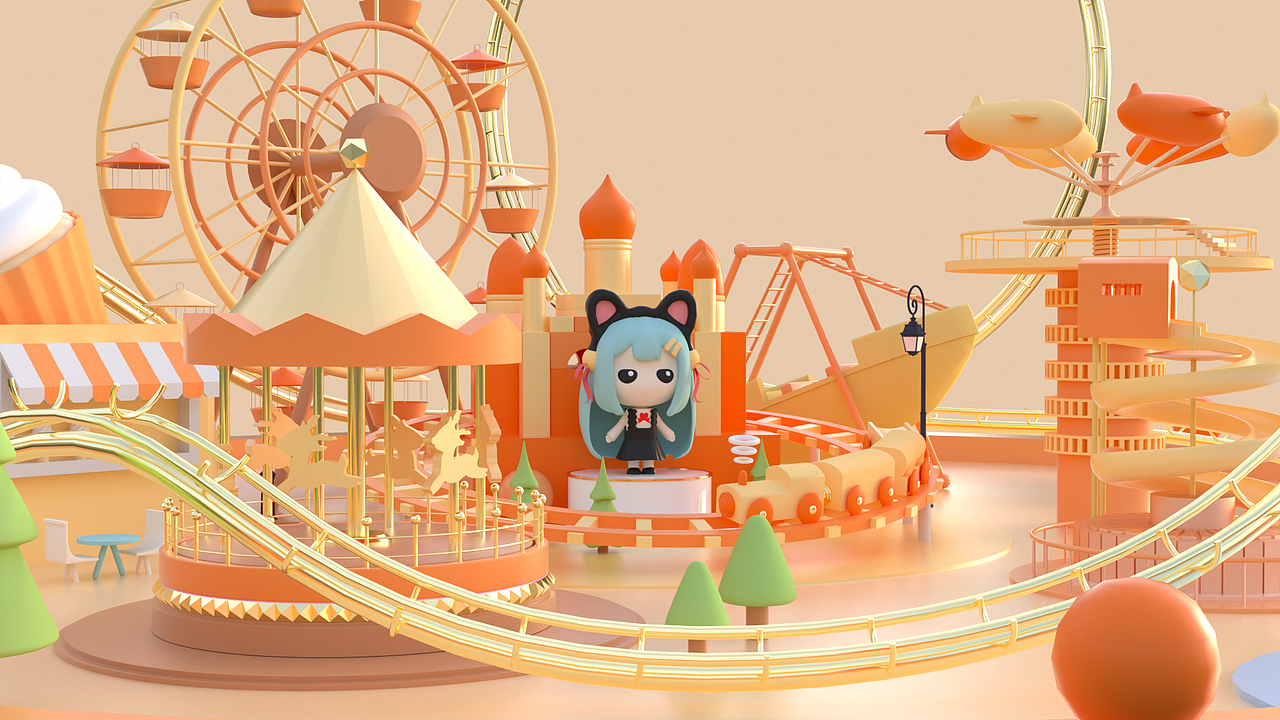 C4D游乐园场景_Persica_-站酷ZCOOL