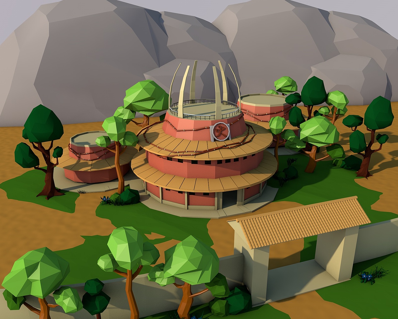 火影木叶大楼-lowpoly_Kiki3035-站酷ZCOOL