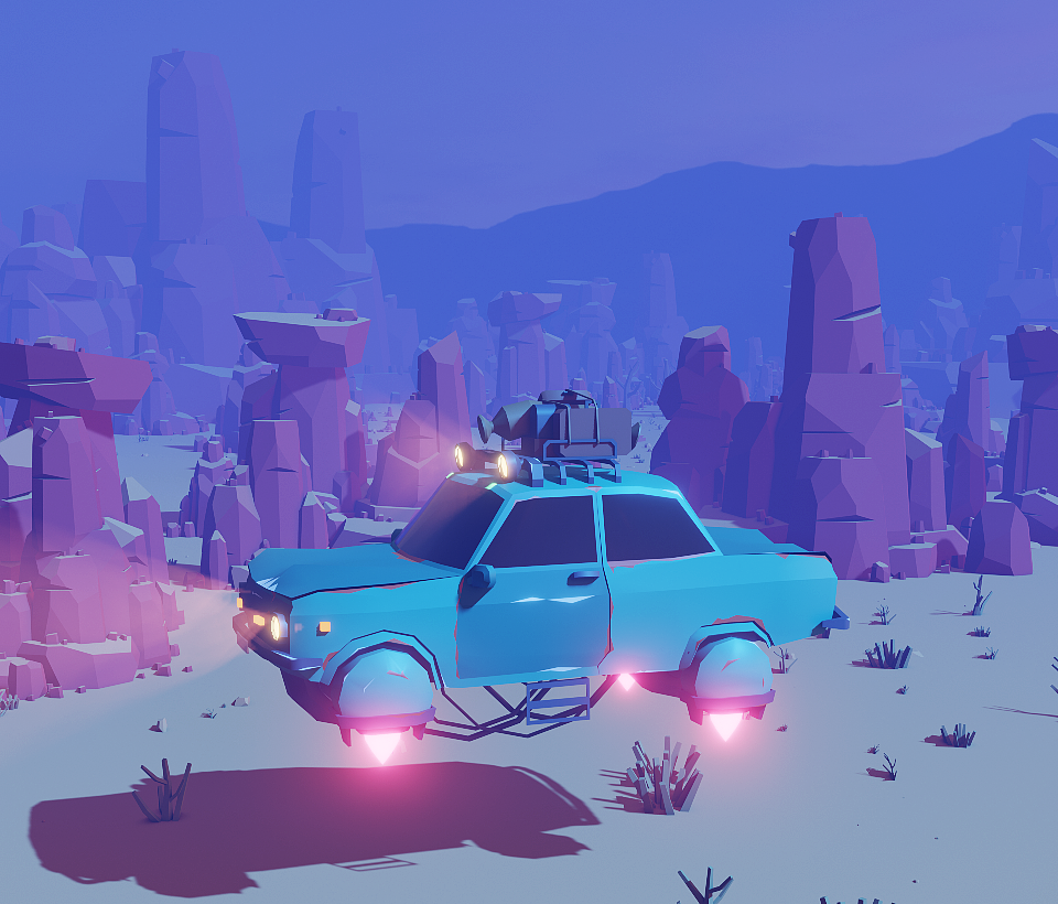 Low poly风格 小蓝车_肉肉小太阳-站酷ZCOOL