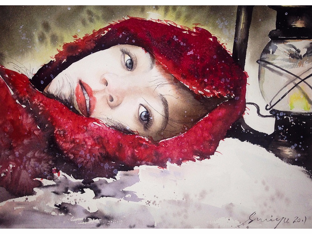 水彩 人像_时雨美术RAINART-站酷ZCOOL