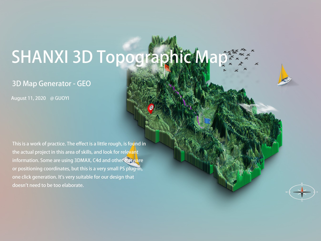 3D Topographic map_郭一_GuoE-站酷ZCOOL